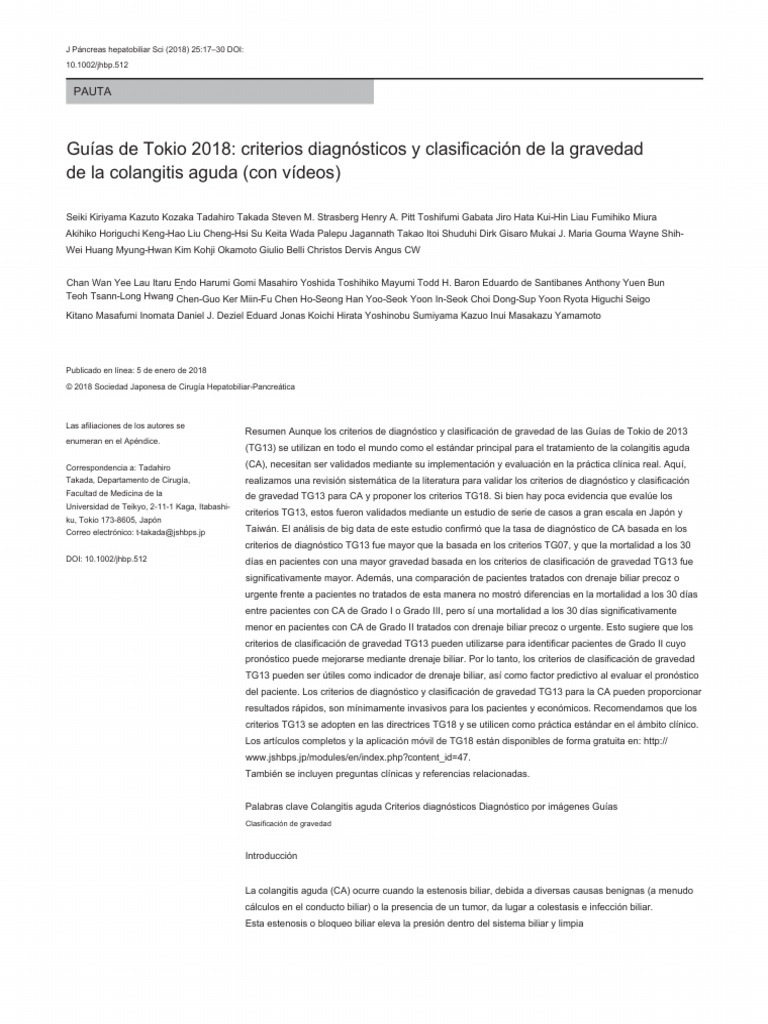 J Hepato Biliary Pancreat - 2017 - Kiriyama - Tokyo Guidelines 2018 ...
