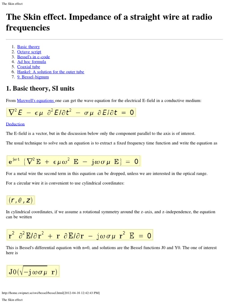 The Skin Effect | PDF | Inductance | Electric Field