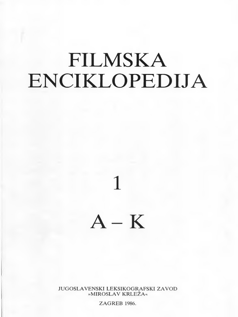 Filmska Enciklopedija - Impresum I. Sveska | PDF