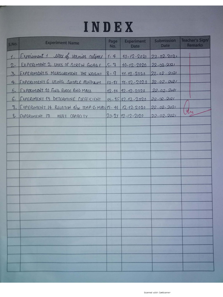 Physics Class 11th Experiments-1 | PDF