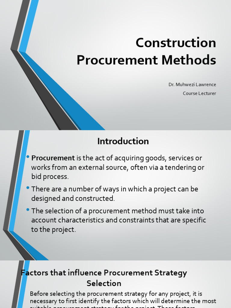 Construction Procurement Methods Explained | PDF | Construction ...
