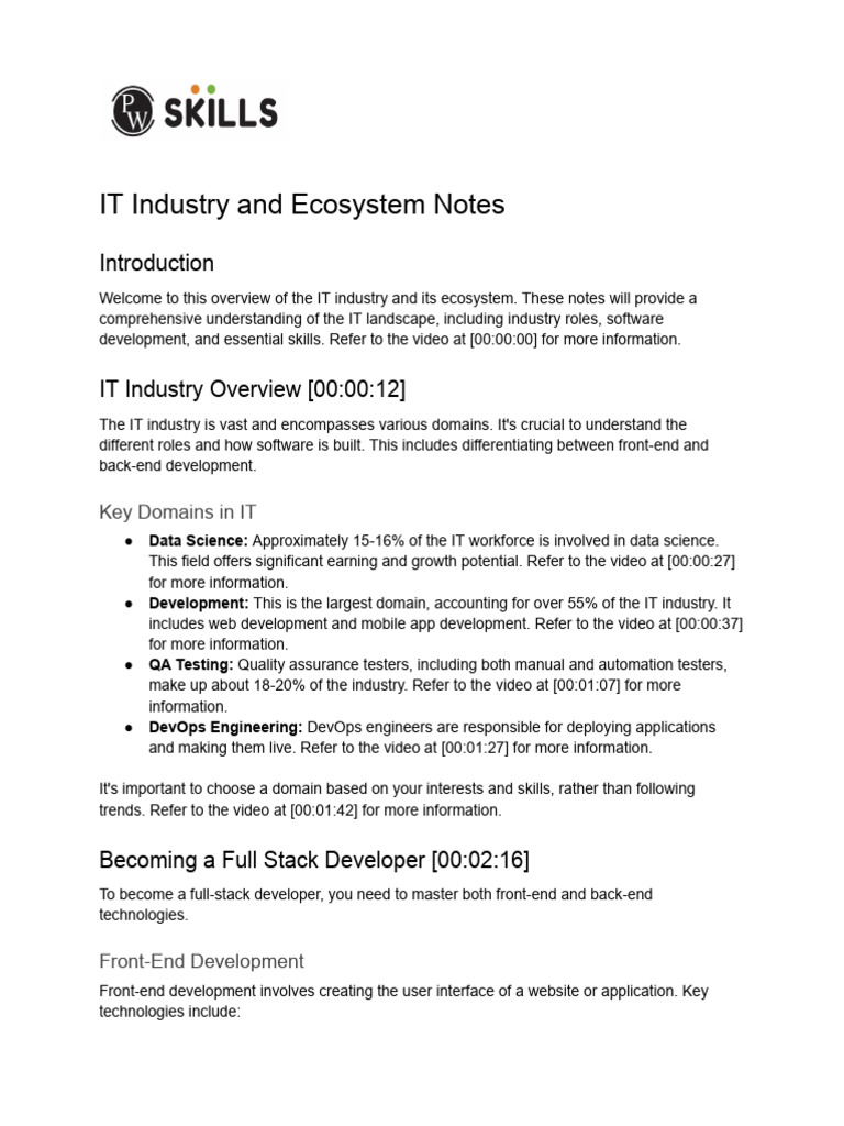 IT Industry Overview and Career Paths | PDF | Mobile App | Agile ...