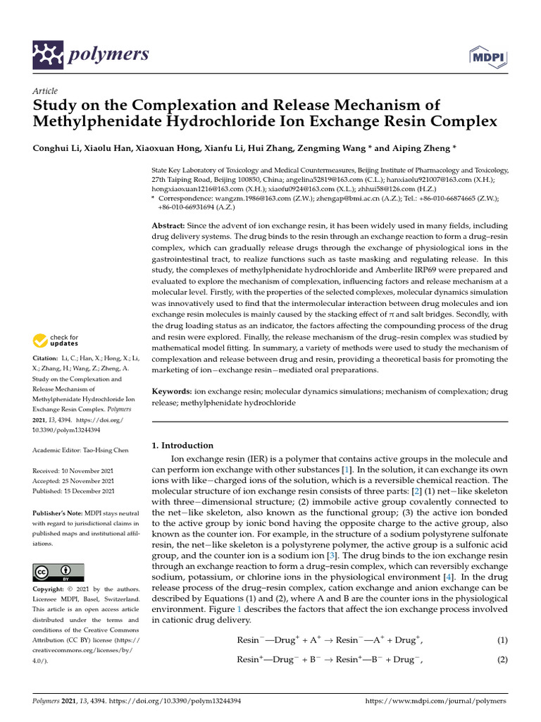 Methylphenidate Resin Complex Study | PDF | Differential Scanning ...
