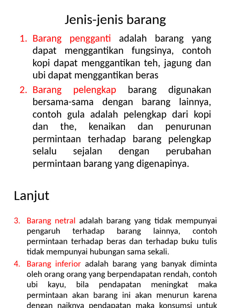 Jenis-Jenis Barang dalam Ekonomi | PDF