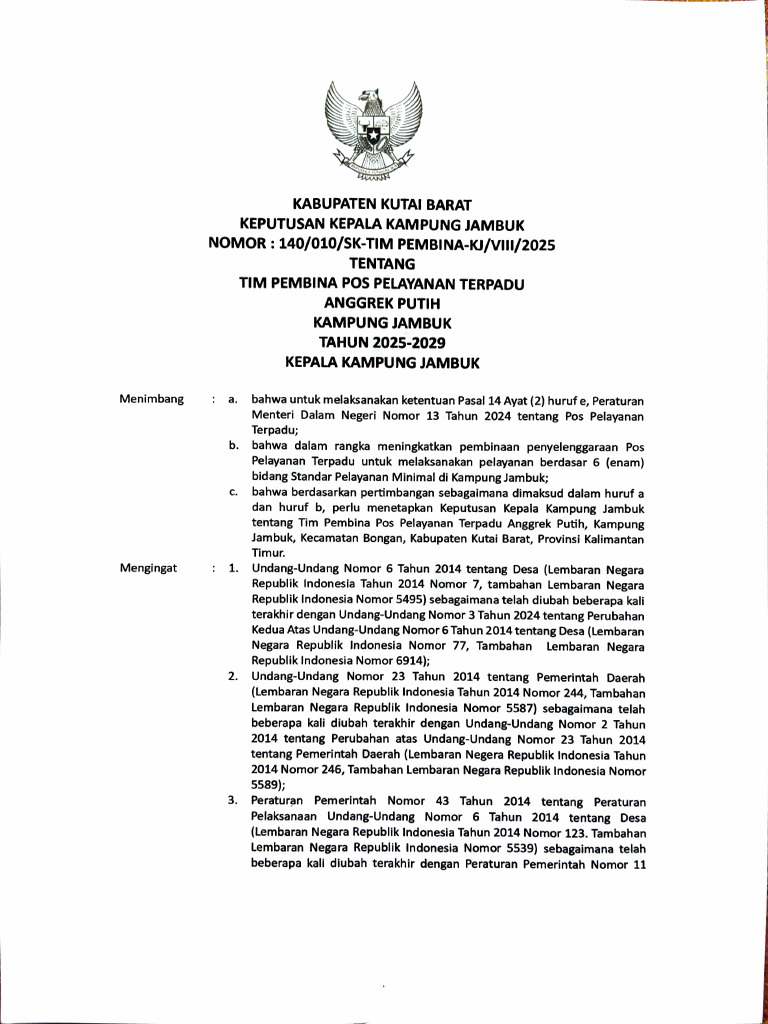 SK Tim Pembina Posyandu Anggrek Putih | PDF