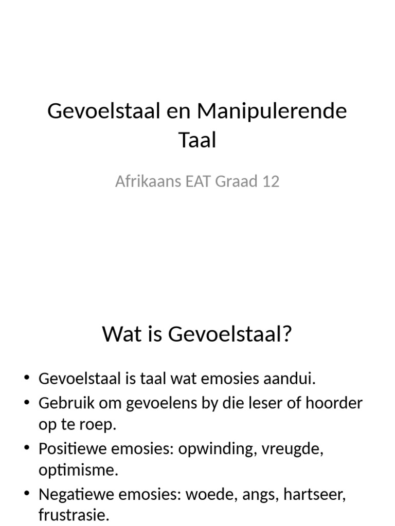 Gevoelstaal en Manipulerende Taal | PDF