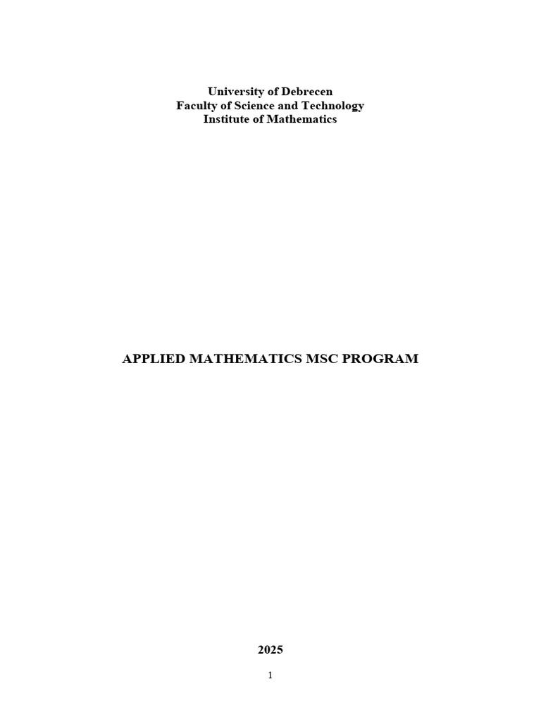 Applied Mathematics MSc Program Overview | PDF | Projective Geometry ...