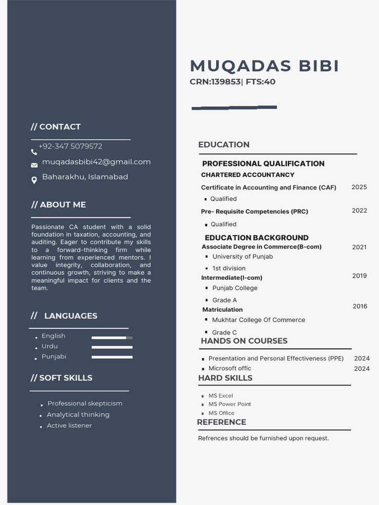 Muqadas CV | PDF