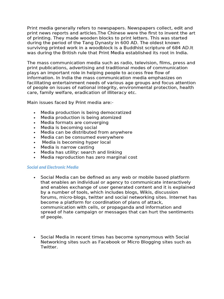 Impact of Print and Social Media on Security | PDF | Mass Media ...