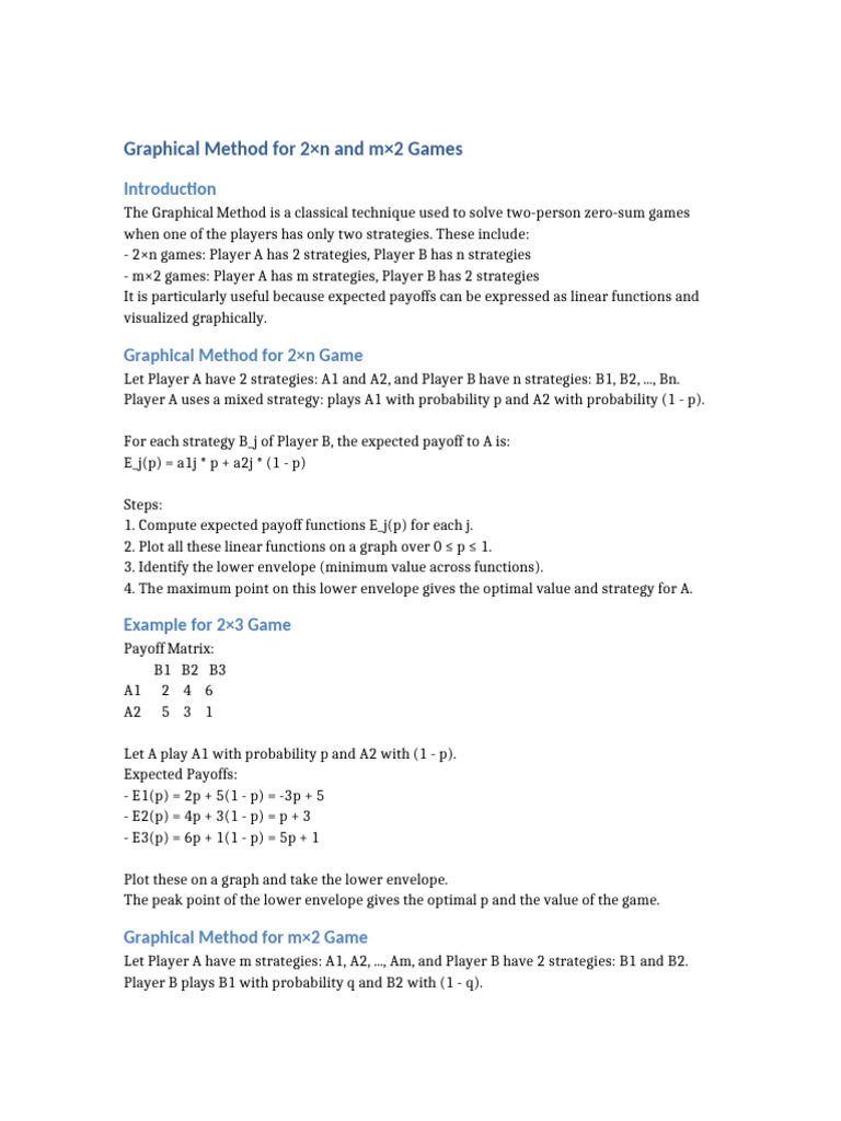 Graphical Method in Game Theory | PDF | Matrix (Mathematics) | Mathematics
