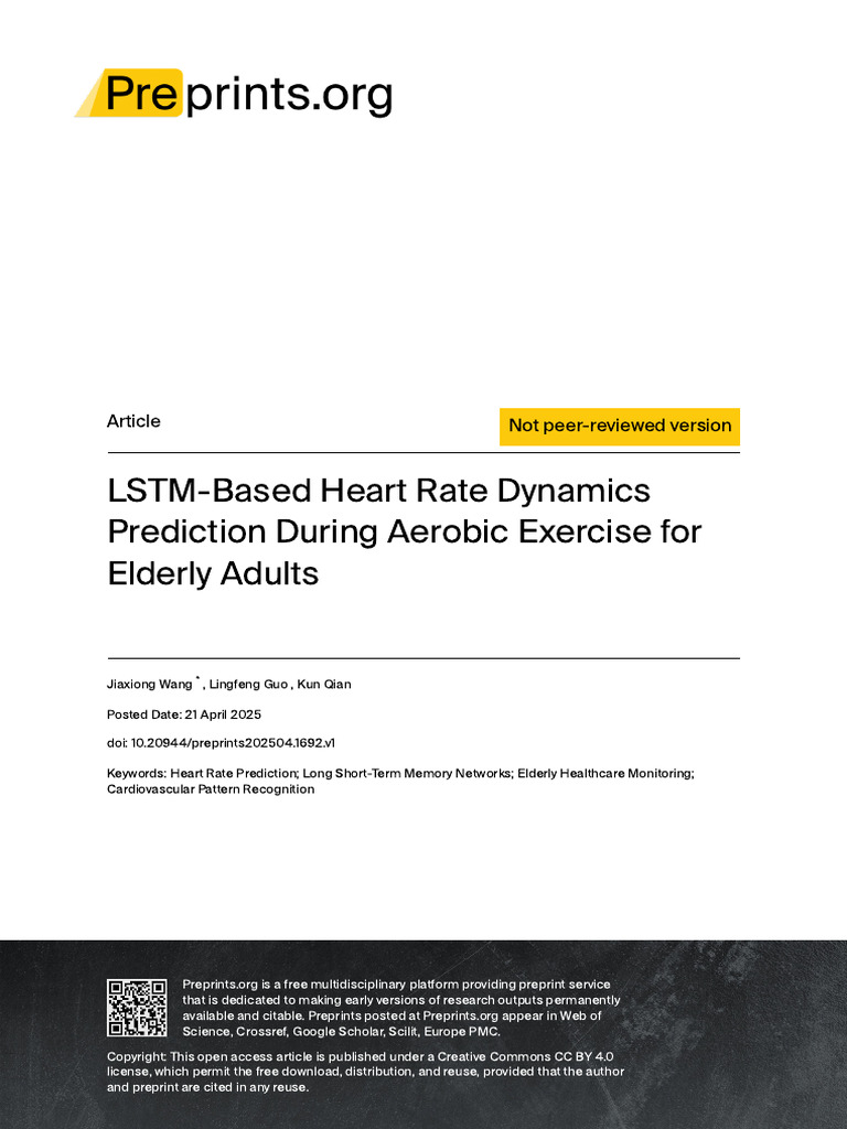 LSTM-Based Heart Rate Dynamics | PDF | Heart Rate | Deep Learning