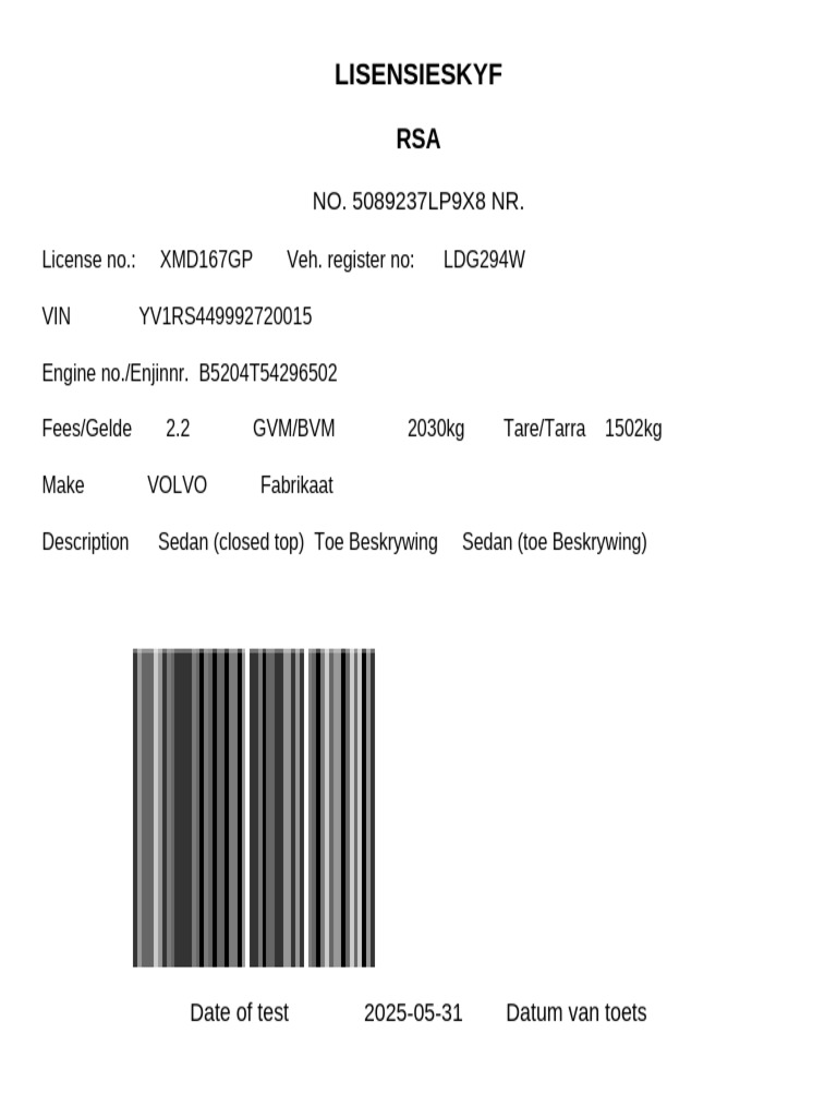 License Disc Details for 2026 | PDF