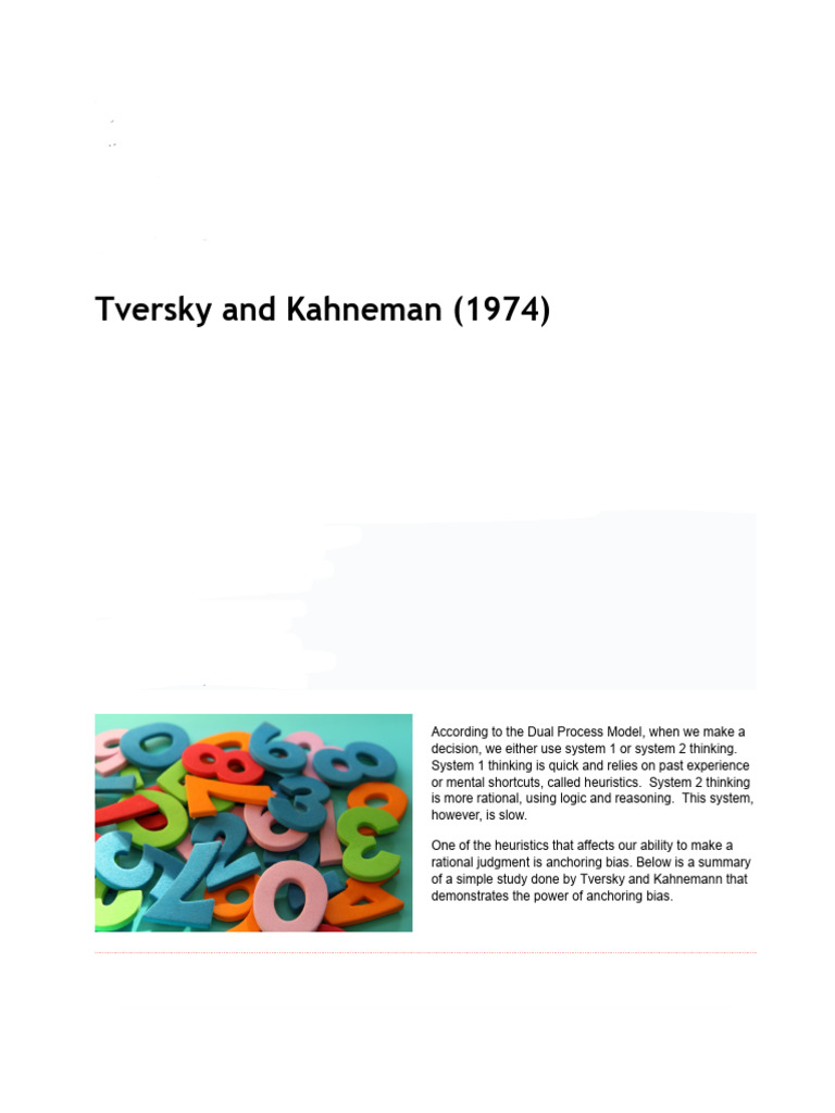 Tversky and Kahneman Math Problem | PDF | Heuristic | Cognition