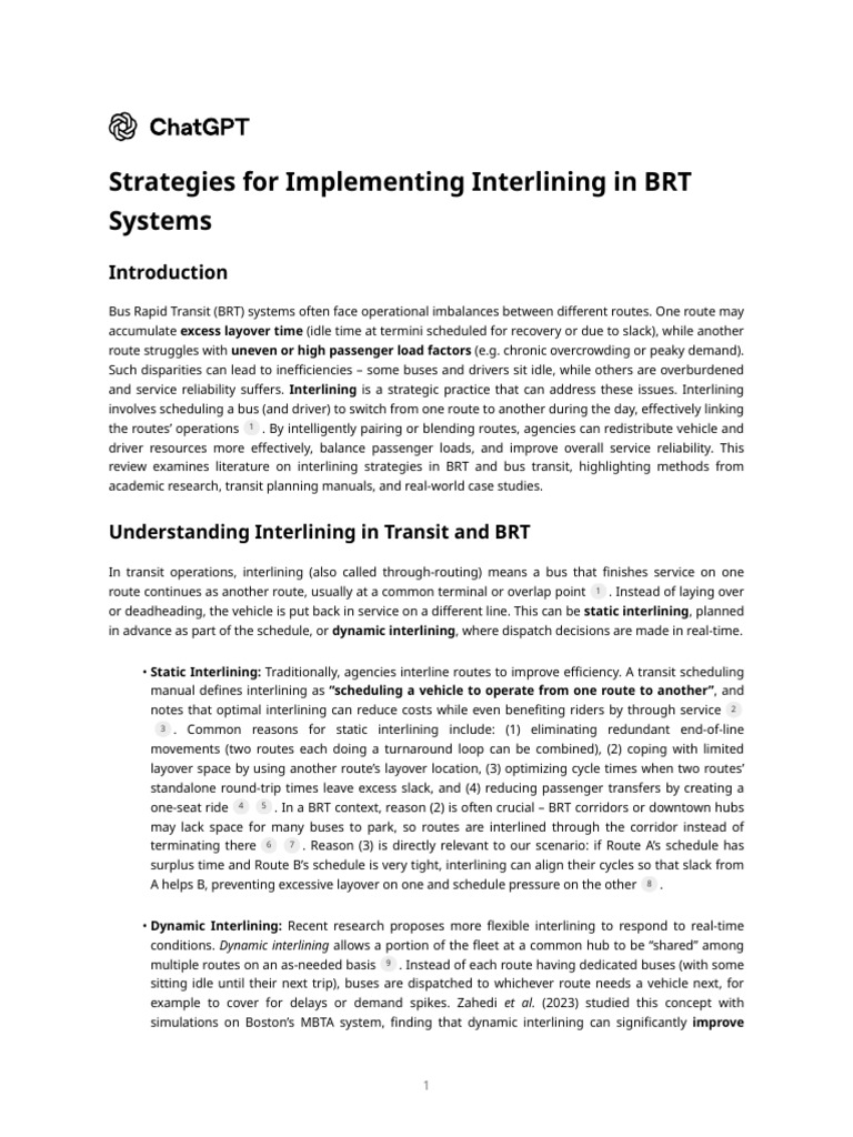 Strategies For Implementing Interlining in BRT Systems | PDF | Public Transport | Transport