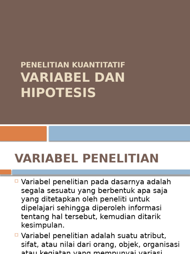 Penelitian Kuantitatif - Variabel Dan Hipotesis | PDF