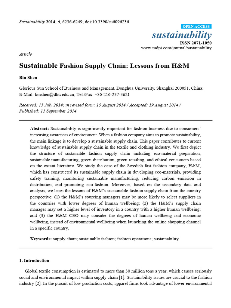 Sustainable Fashion Supply Chain Lessons From HM | PDF | Sustainability ...