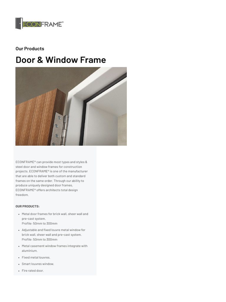 Metal Door and Window Frame - Econframe | PDF | Door | Window