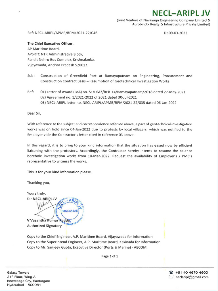 NECL-ARIPL-APMB-RPM-2021!22!046 Resumption of Geotechnical ...