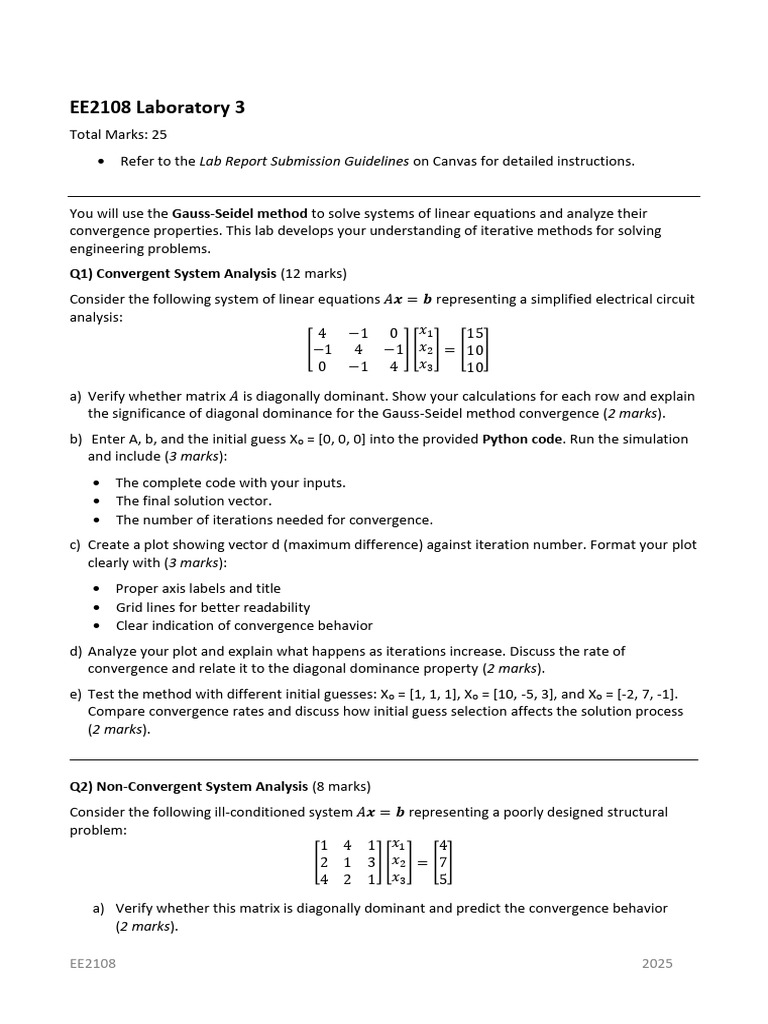 Gauss-Seidel Method Lab Analysis | PDF | Linear Algebra | Mathematics ...