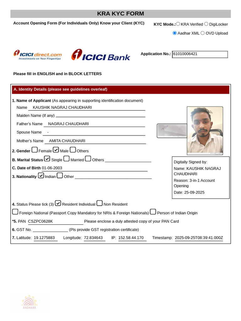 KRA KYC Account Opening Form | PDF | Identity Document | Authentication