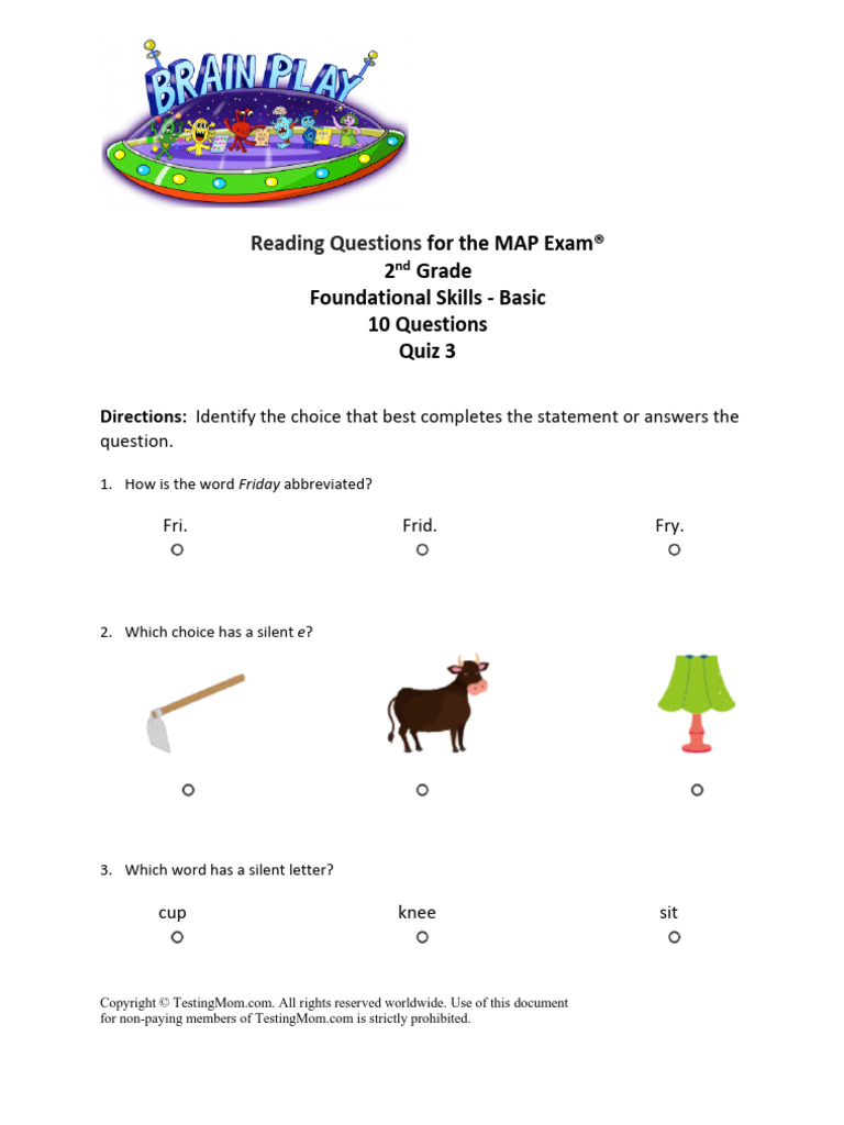MAP 2nd Grade - Reading - Foundational Skills - Basic Quiz 3 - Testing ...