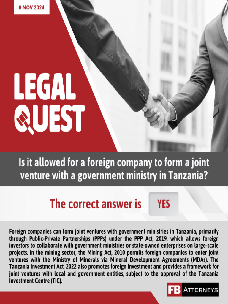 LQ 8 Nov Foreign Company To Form A Joint Venture With A Government ...