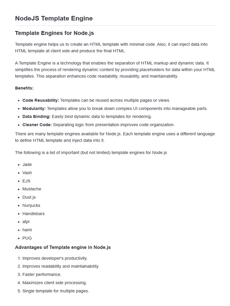 14 NodeJS Template Engine | PDF