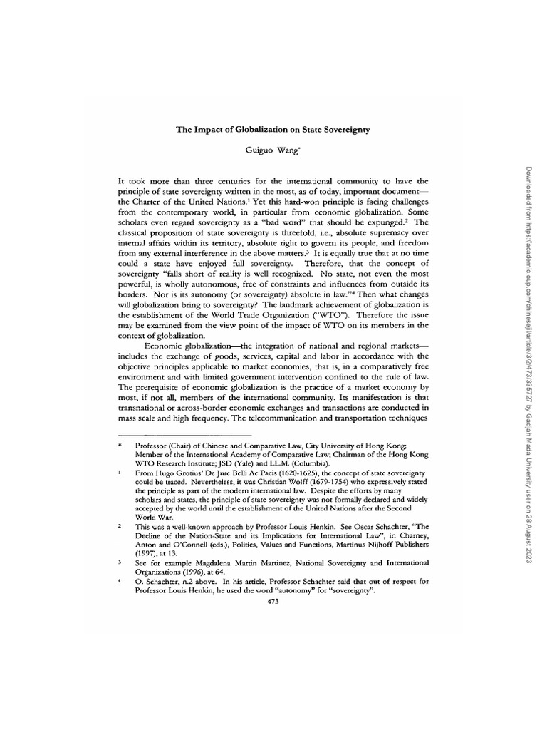 Globalization's Effects on Sovereignty | PDF | World Trade Organization ...