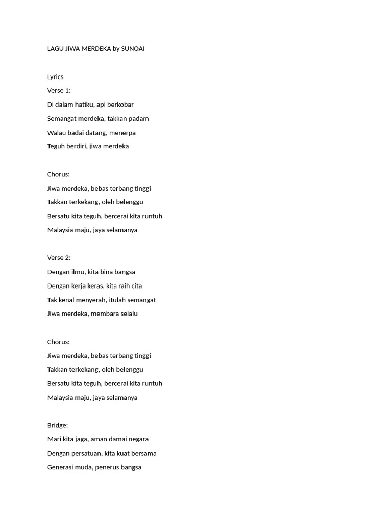Jiwa Merdeka: Lagu Kemerdekaan Malaysia | PDF