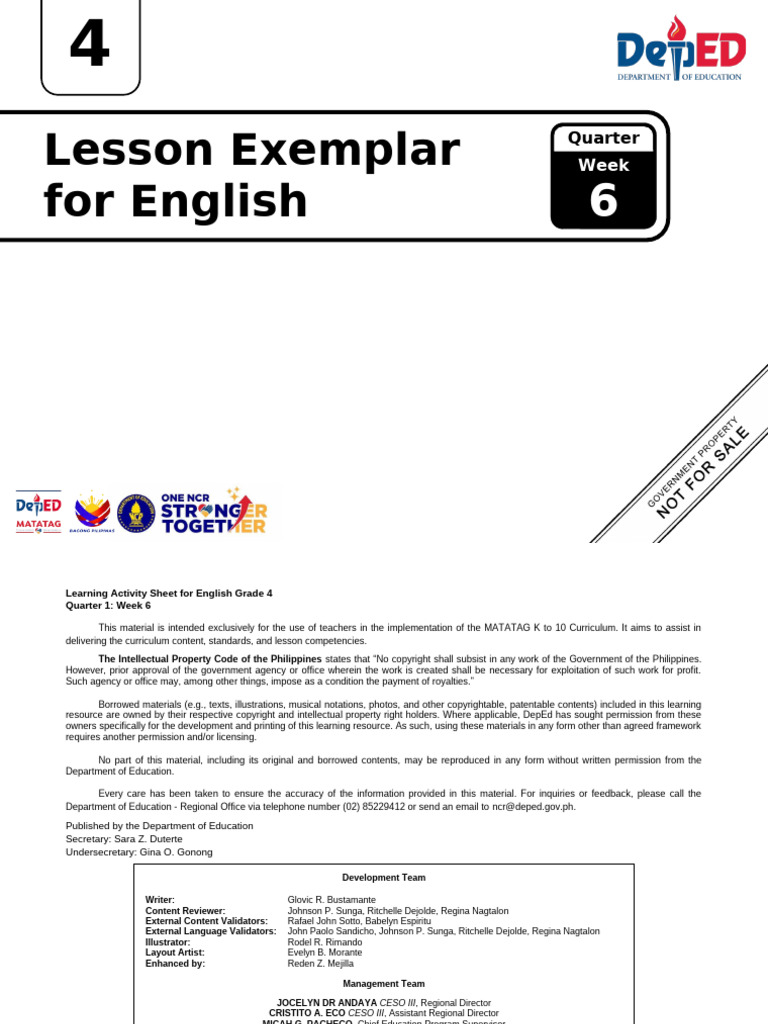 Le G4 English Q1 W6 | PDF | Copyright | Learning