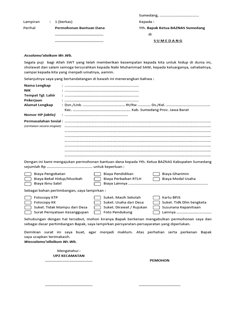 Surat Permohonan Upz | PDF