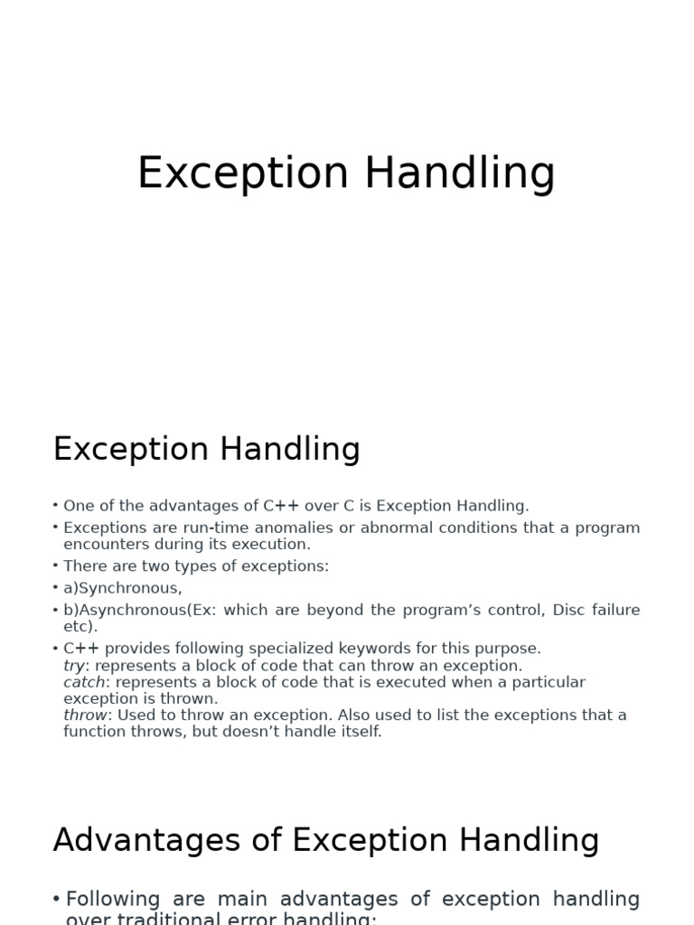 Exception Handling | PDF | C++ | Parameter (Computer Programming)