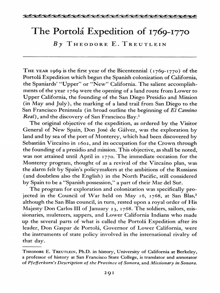 Overview of the 1769 Portola Expedition | PDF