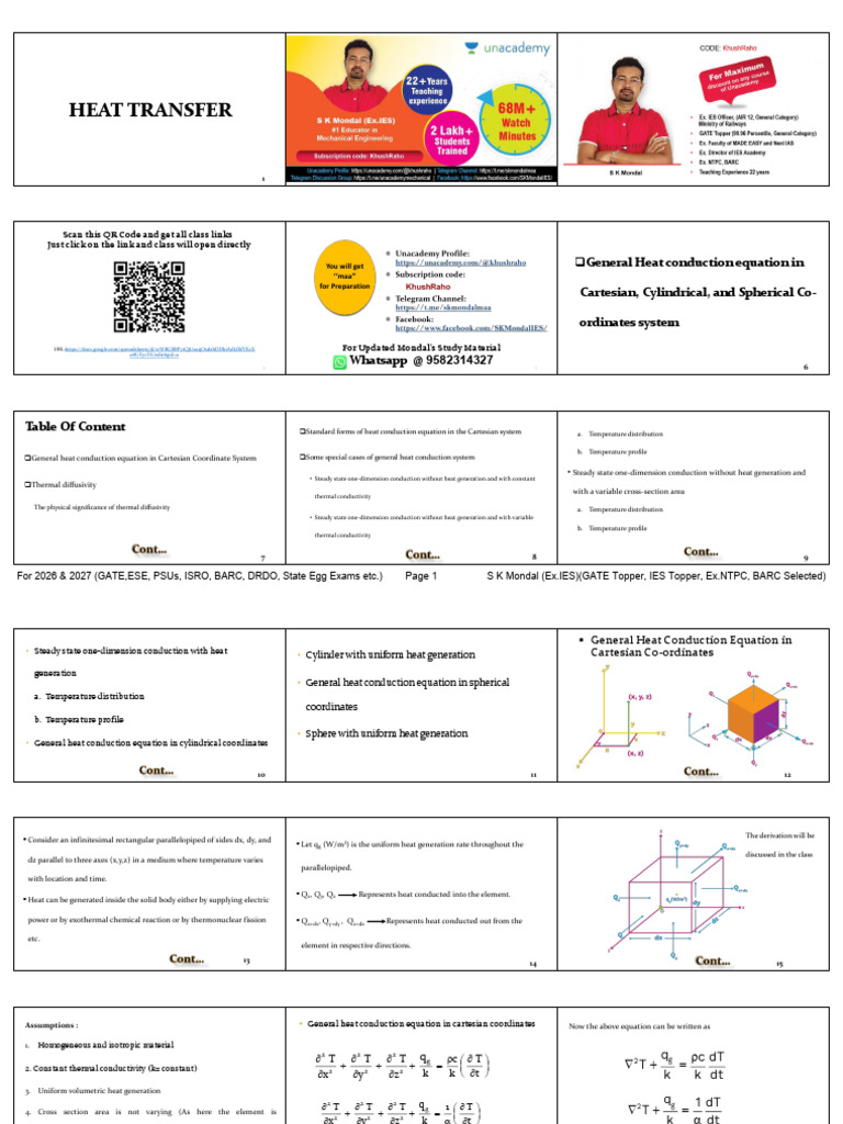 Heat Transfer CH - 3 For 2024 GATE ESE PSUs by S K Mondal | PDF ...