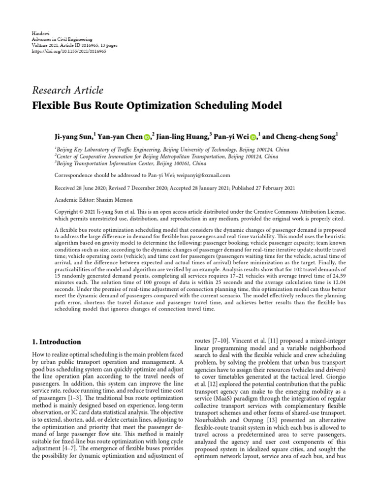 Flexible Bus Route Optimization Scheduling Model | PDF | Mathematical ...