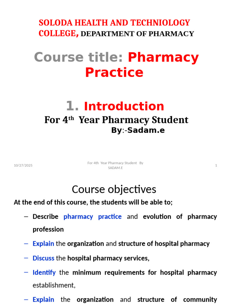 Pharmacy Practice Overview for Students | PDF | Pharmacy | Medical ...