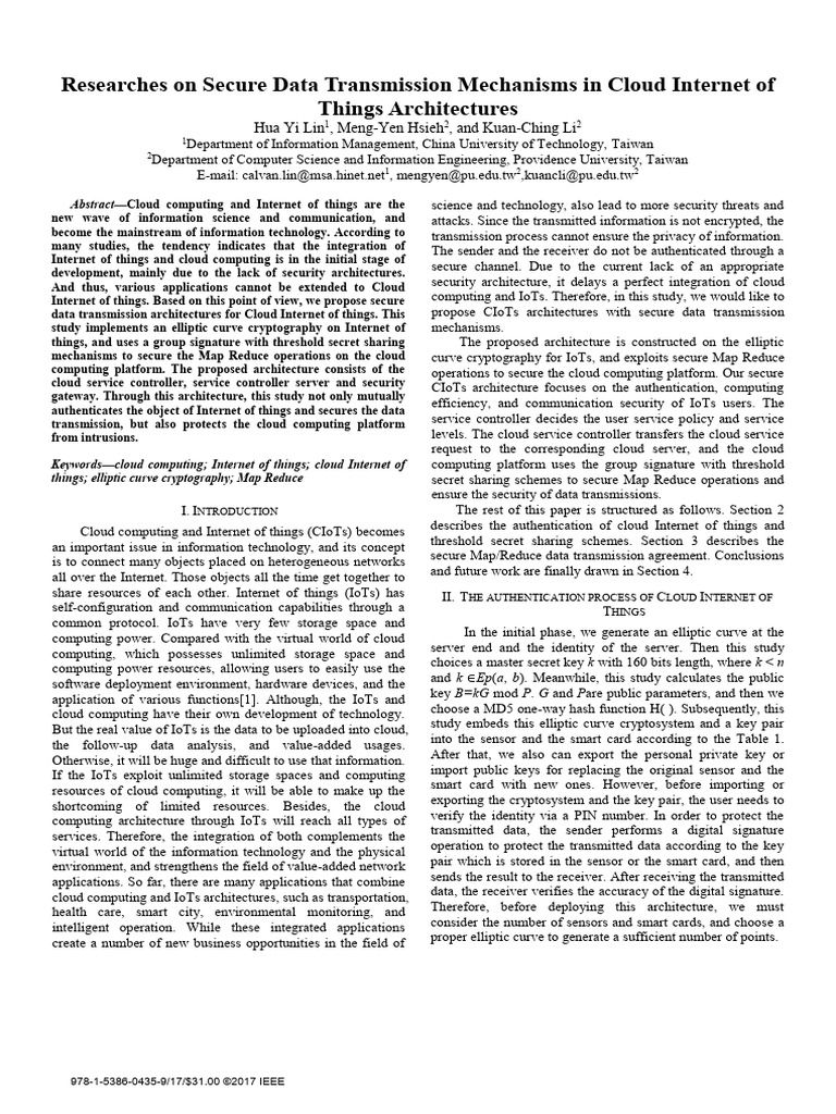 Secure Data Transmission | PDF | Internet Of Things | Public Key ...
