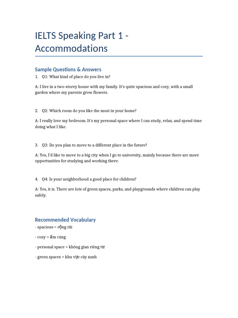 IELTS Speaking Accommodations | PDF