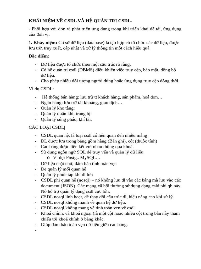 Bai 1 Cơ Sở Dữ Liệu | PDF