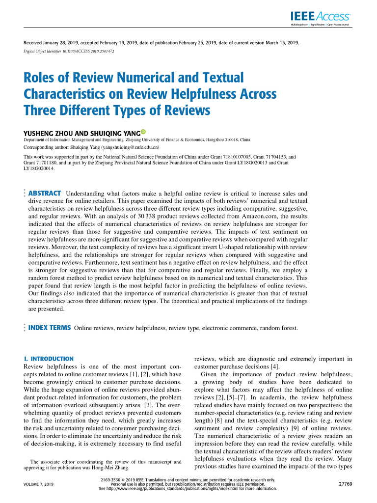 Roles of Review Numerical and Textual Characteristics On Review ...