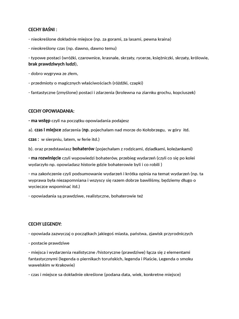 Cechy Baśni | PDF