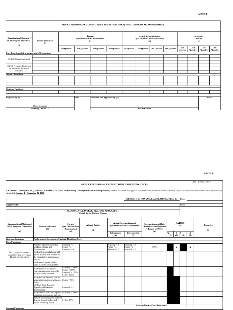 Annex I DOH SPMS Form 8 Individual Development Plan Opd Singed 2 | PDF ...