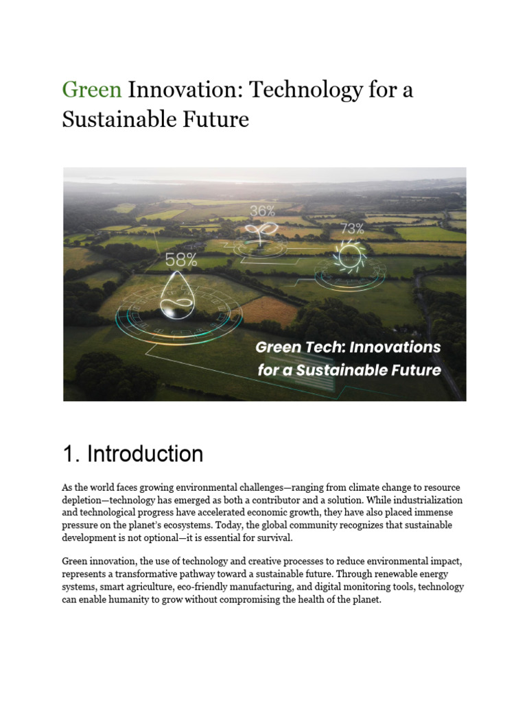 Green Innovation for Sustainable Development | PDF | Sustainability ...