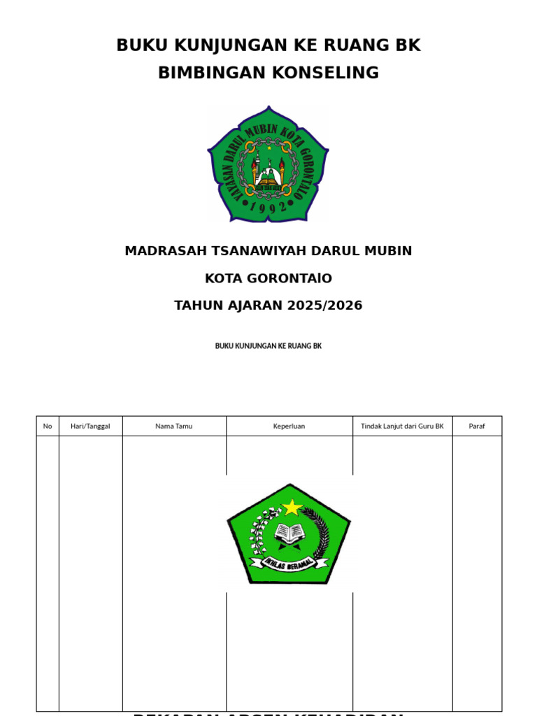 Buku Kunjungan Ke Ruang BK | PDF