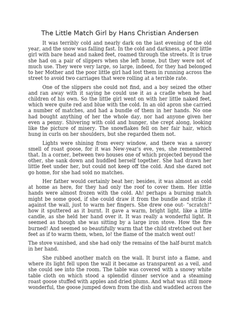 The Little Match Girl: A PDF Story | PDF
