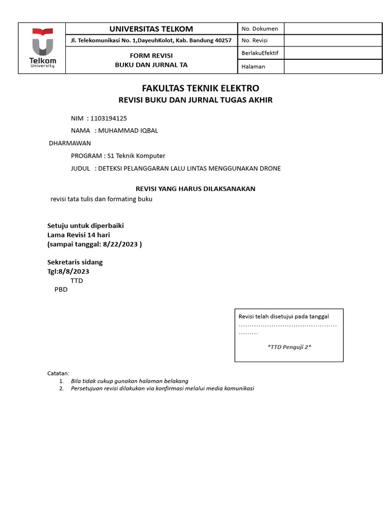 Form Revisi Tk Agustus 2023 Muhammad Iqbal Dharmawan | PDF