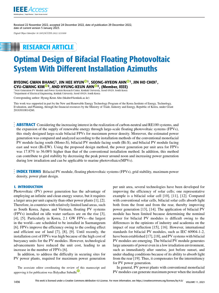 Bifacial Floating PV System Design Optimization | PDF | Photovoltaics ...