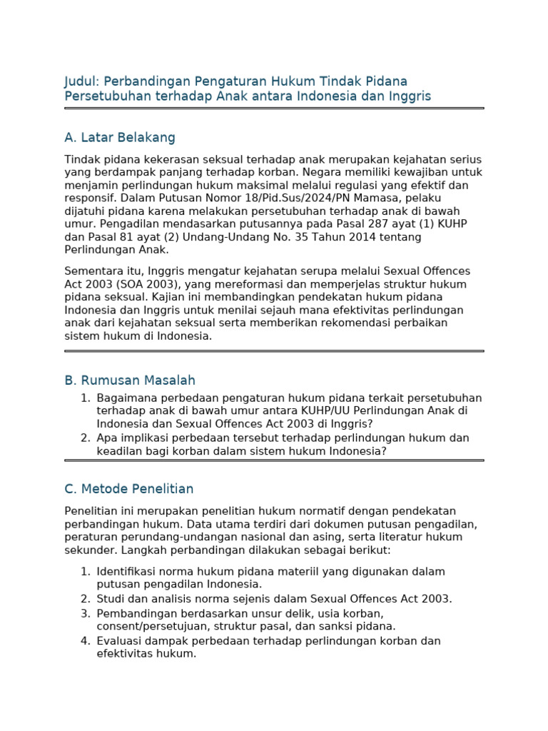 Perbandingan Uu Sexual Offences | PDF