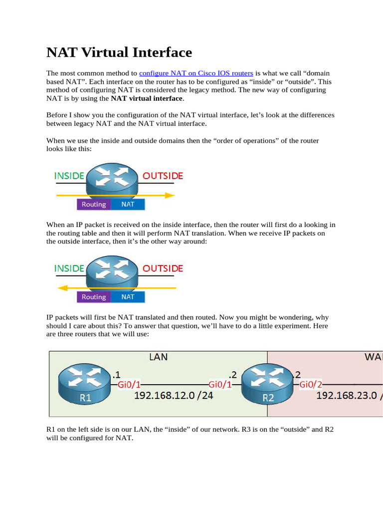 Chapter6 NAT Virtual Interface | PDF | Ip Address | Router (Computing)
