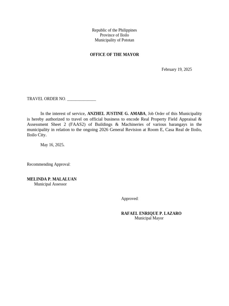 Travel Order Revised | PDF